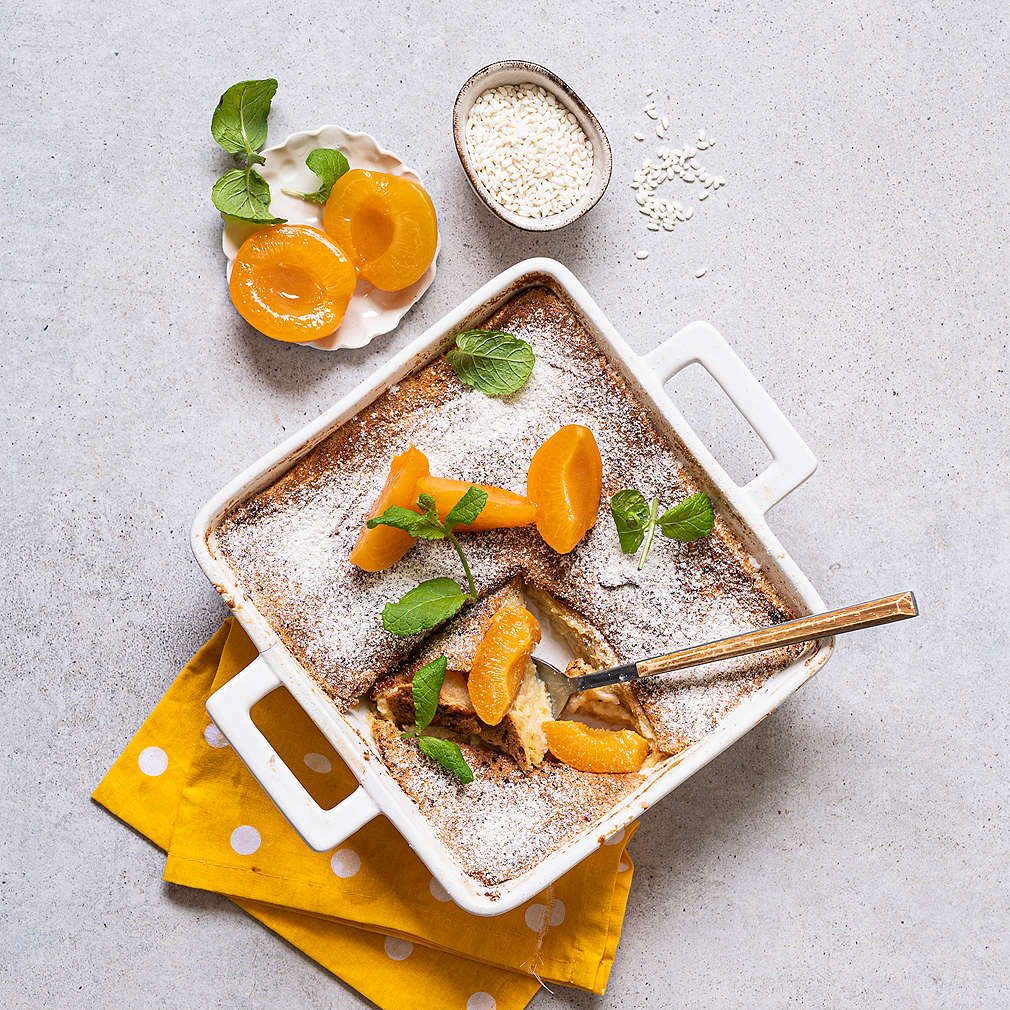 Rýžový nákyp s kompotovanými meruňkami - Recept | Kaufland